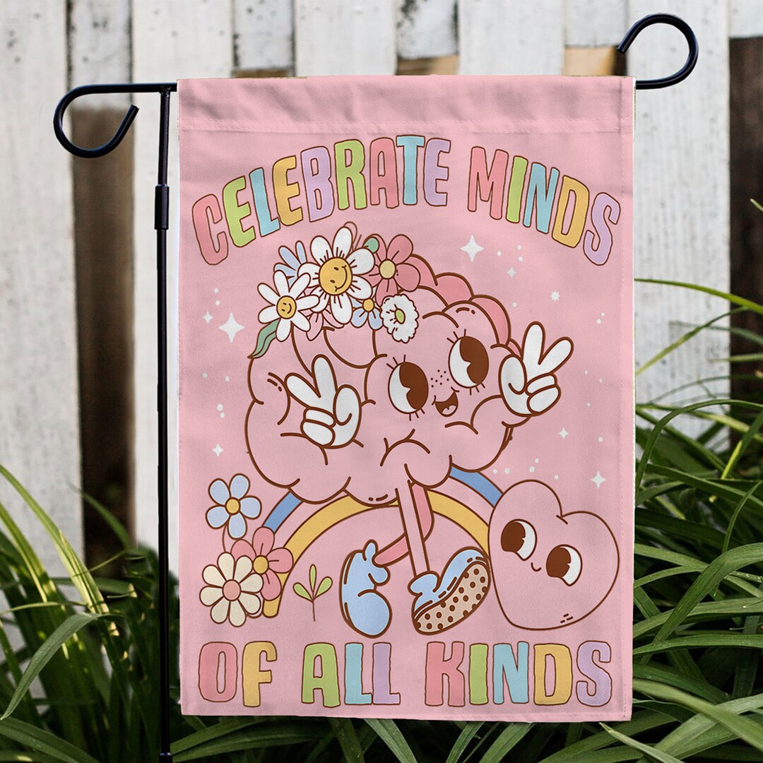 Pink Autism Celebrate Minds of All Kinds Flag, Neurodiversity Autism ...