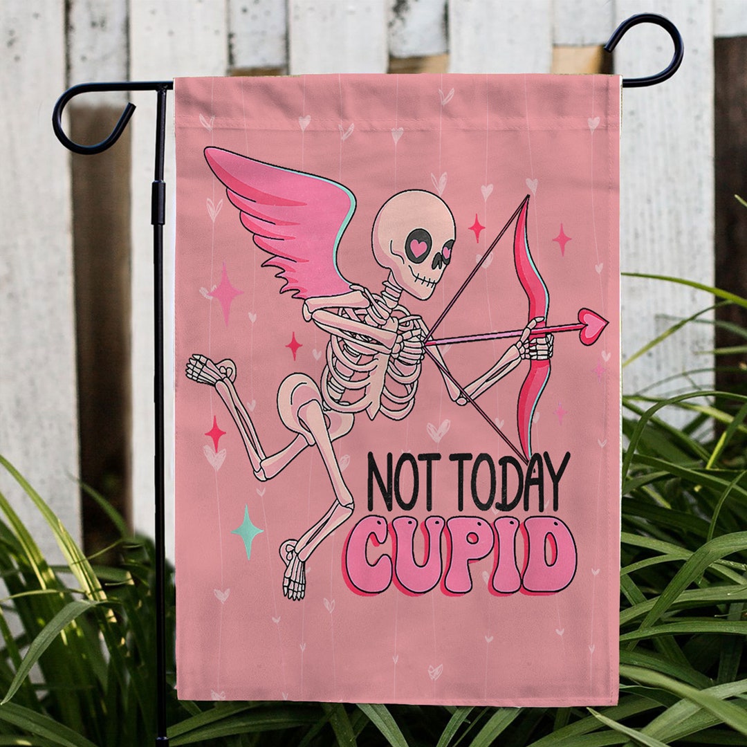 Cute Not Today Cupid Skeleton Flag, Skeleton Cupid Flag, Skeleton ...