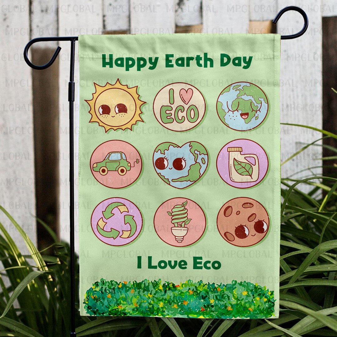 I Love Eco Earth Day Flag, Earth Day Celebration Flag, Everyday is ...