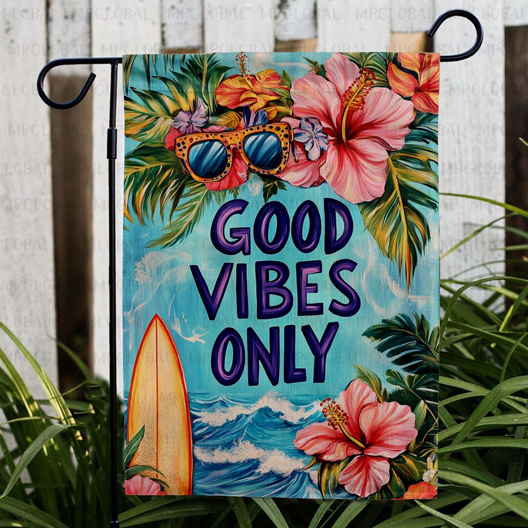 Tropical Summer Vibes Flag, Foral Summer Garden Flag, Summer Beach ...