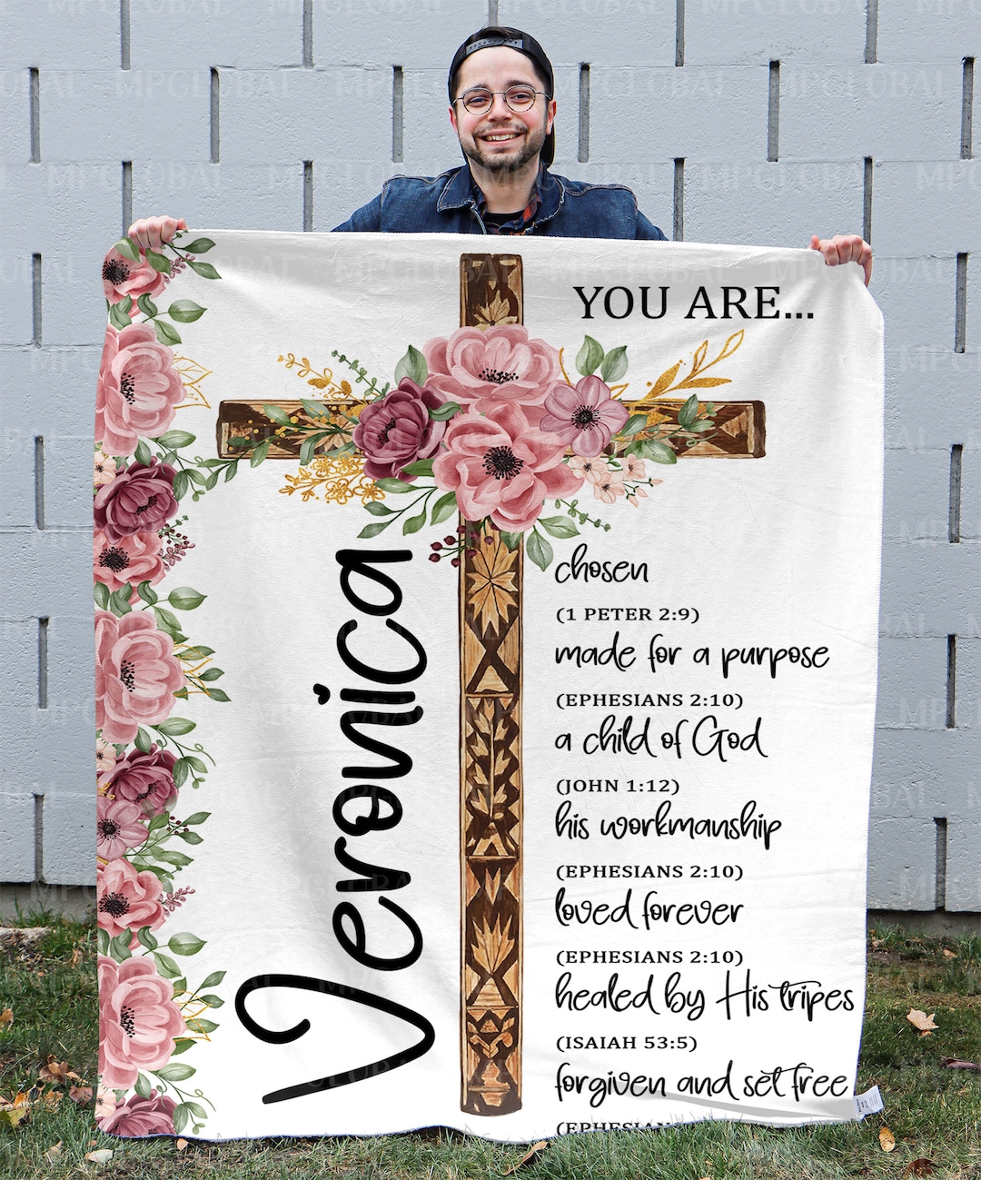 Custom Bible Christian Blanket, Baptism Girl Gift, Bible Verse Gift ...