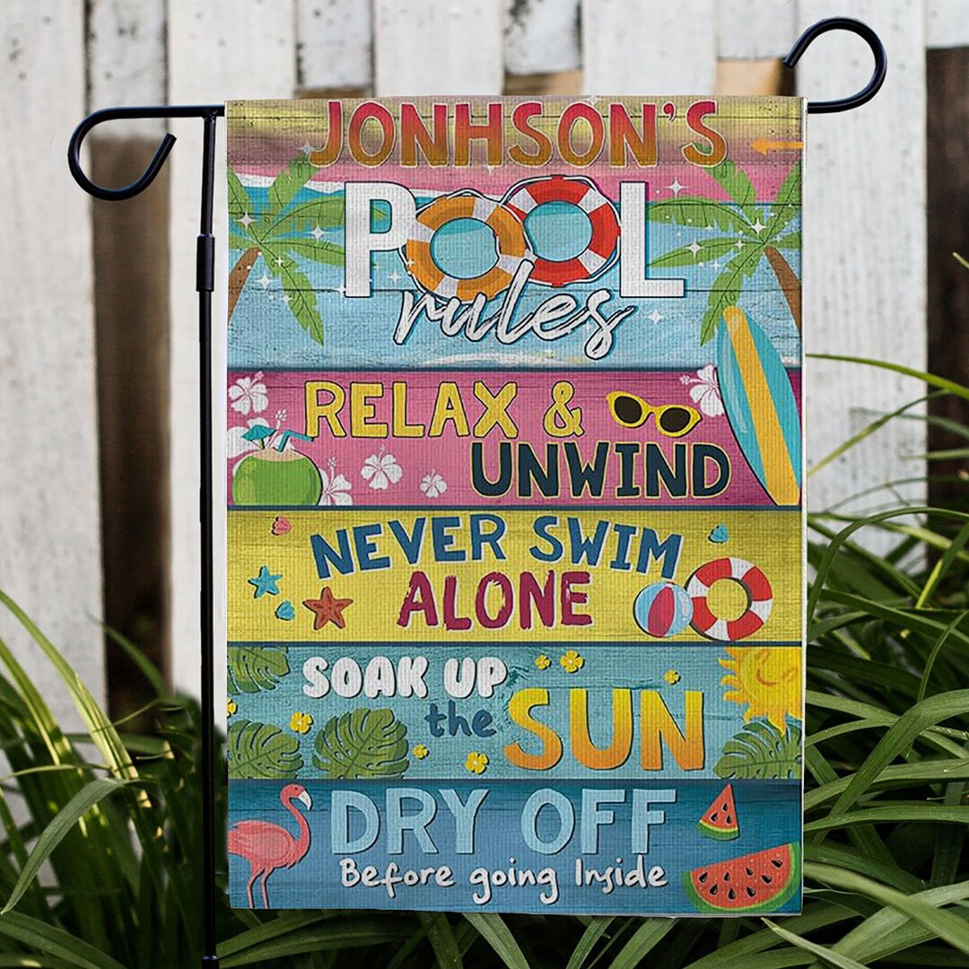 Custom Summer Pool Rules Flag, Pool Rules Flag, Personalized Swimming ...