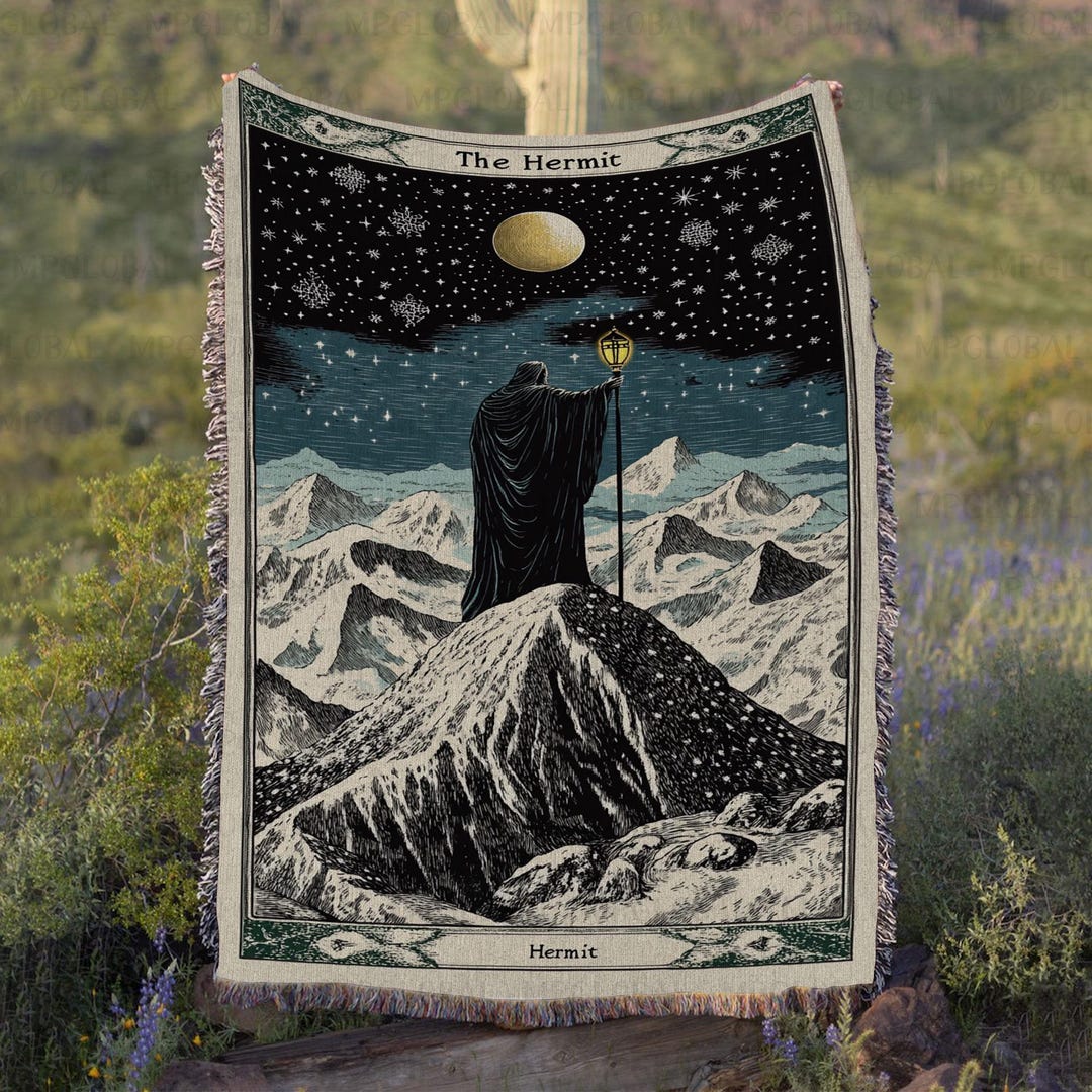 The Hermit Gothic Blanket, Medieval Fantasy Hermit Blanket, Celestial ...