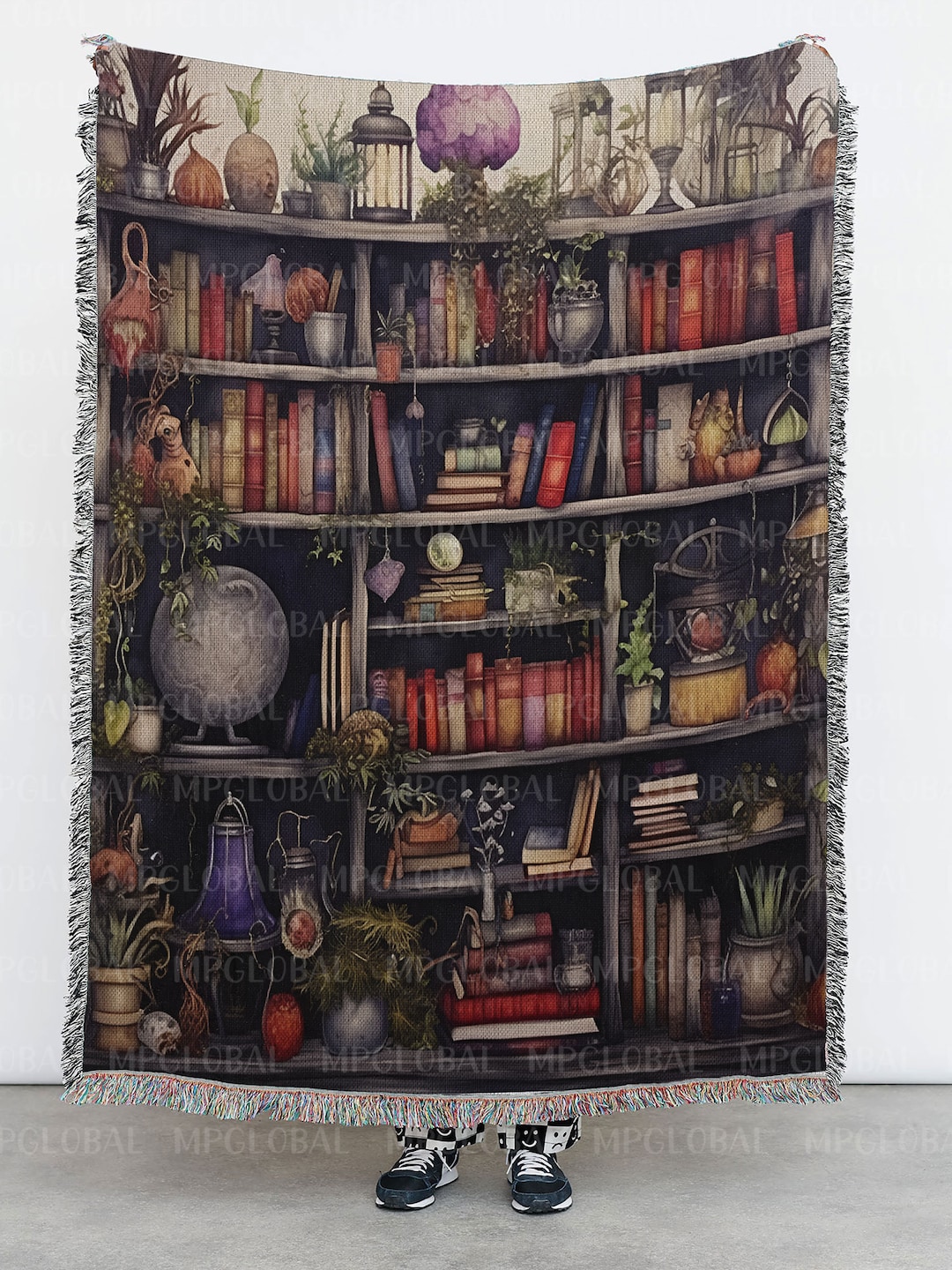 Mystical Witch Poison Bookshelf Throw Blanket, Gothic Witch Halloween ...