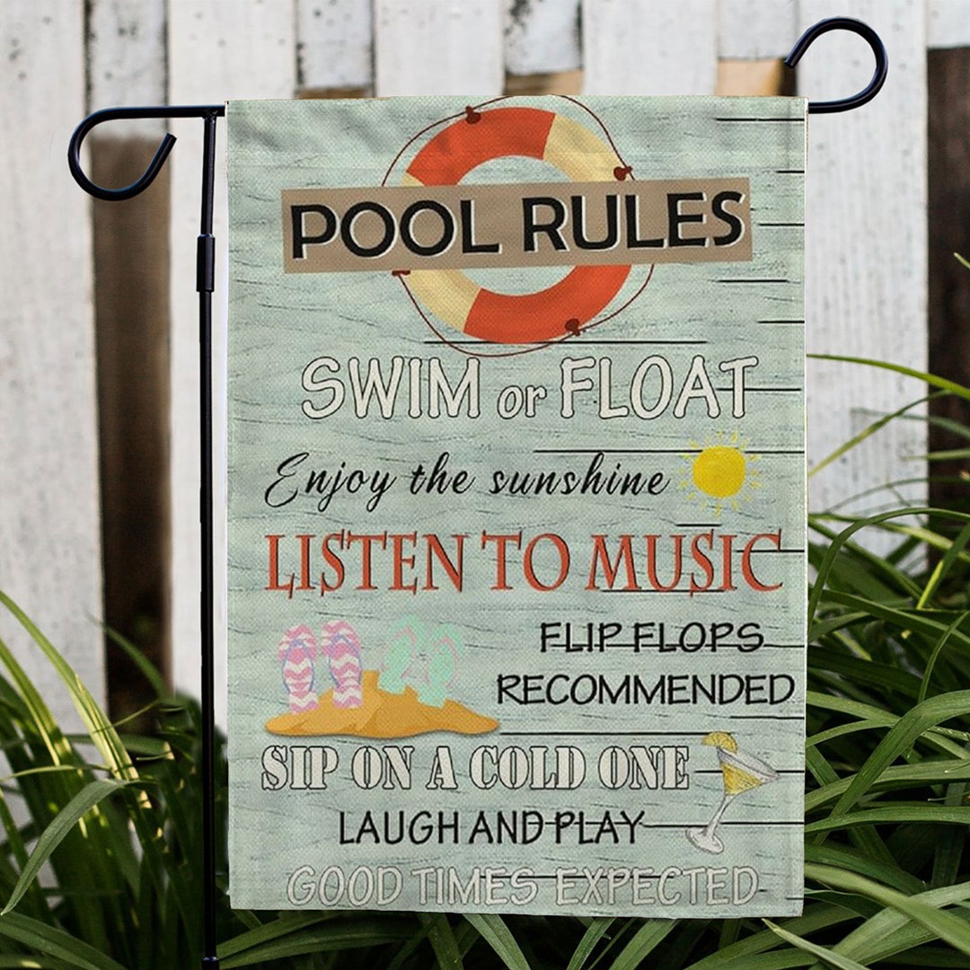 Summer Pool Rules Welcome Flag, My Pool Rules Flag, Swim or Float ...
