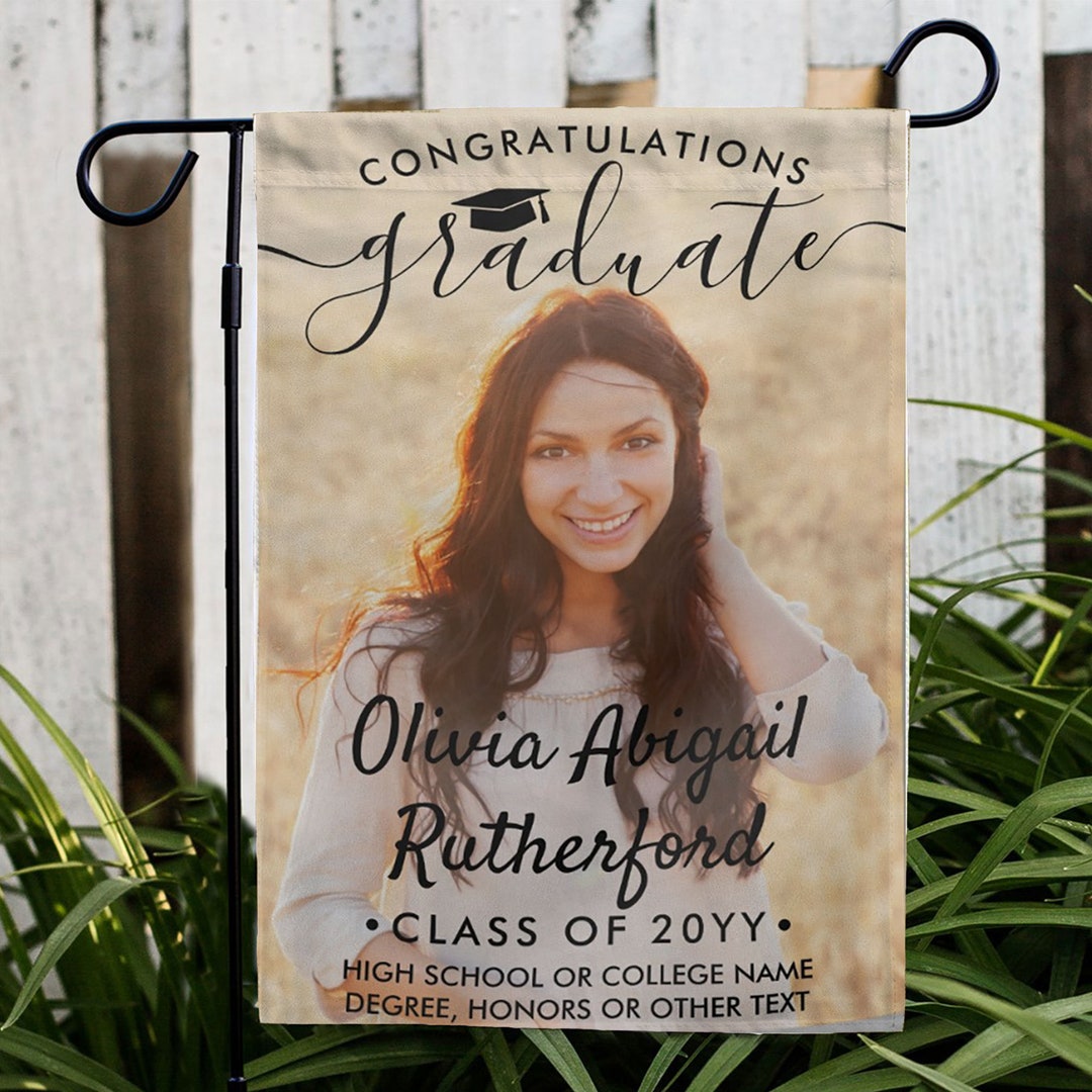 Coral Congrats Our Graduation Custom Photo Flag, Custom Senior Grad ...