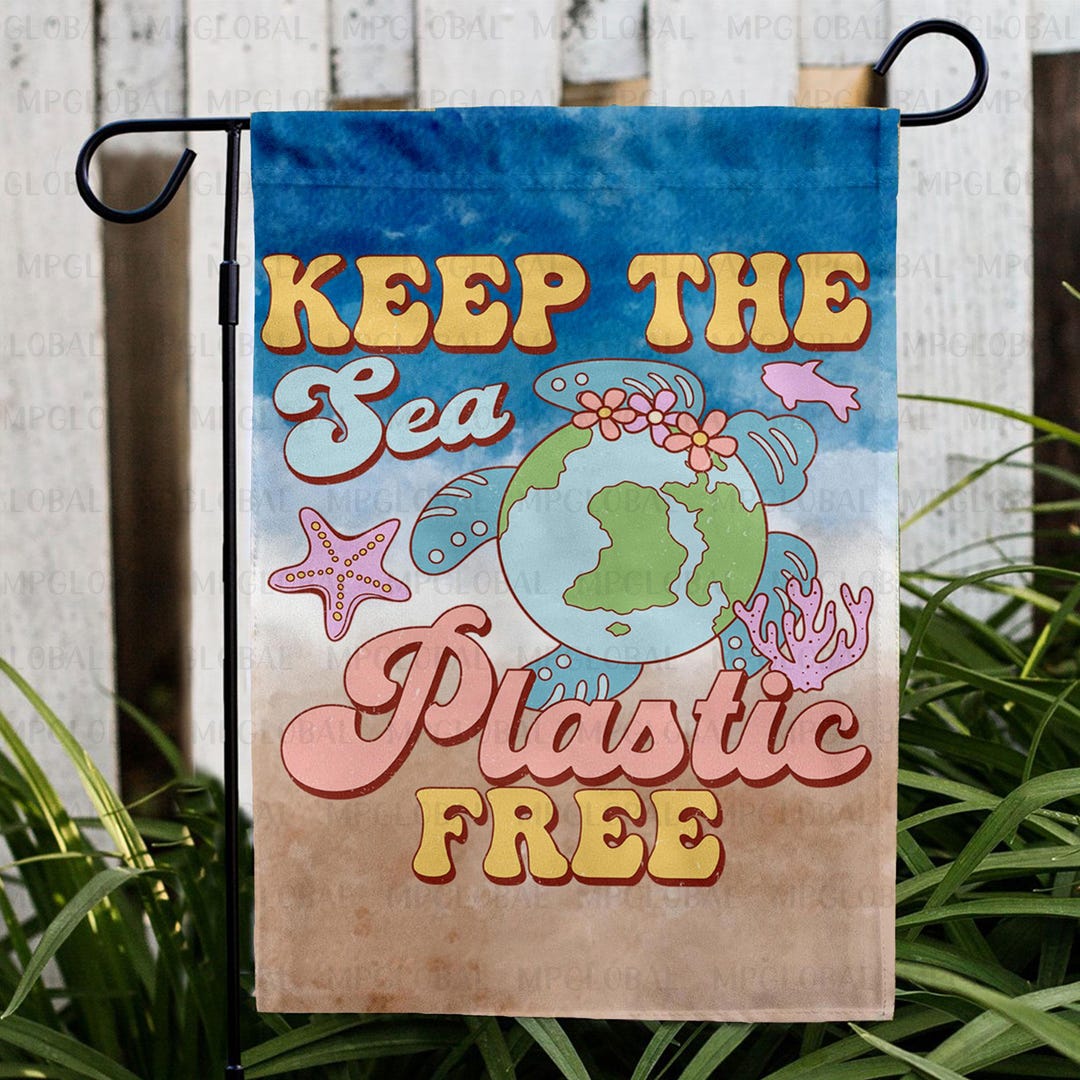 Keep the Sea Plastic Free Flag, Save the Turtles Flag, Sea Life Beach ...