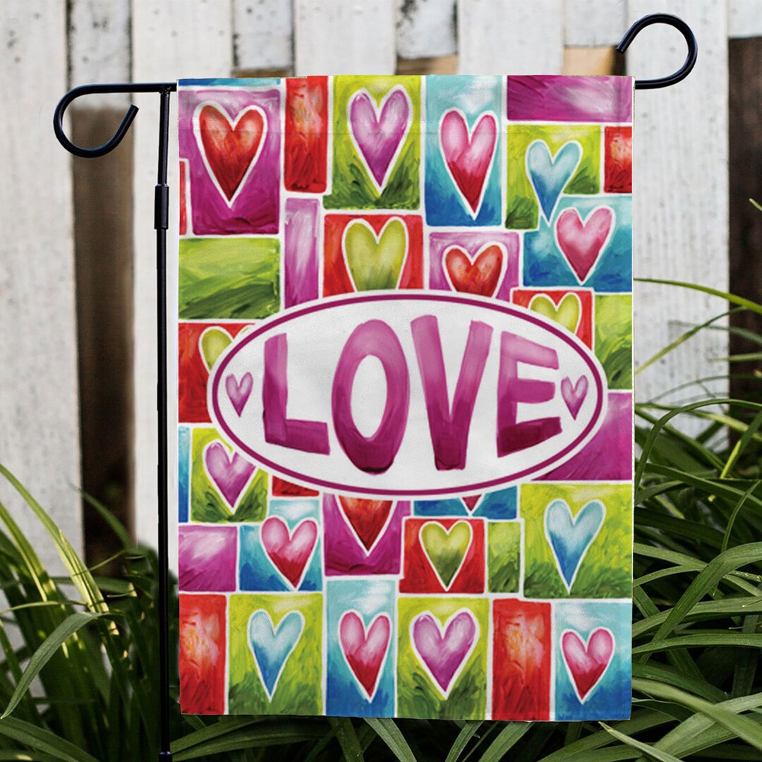 Colorful Love Letters Valentine Flag, Boho Valentine Flag, Happy ...