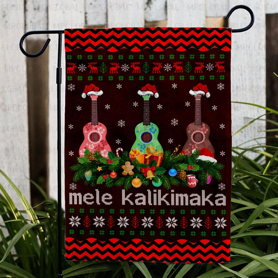 Mele Kalikimaka Ukulele Christmas Flag, Christmas Musical Instrument ...