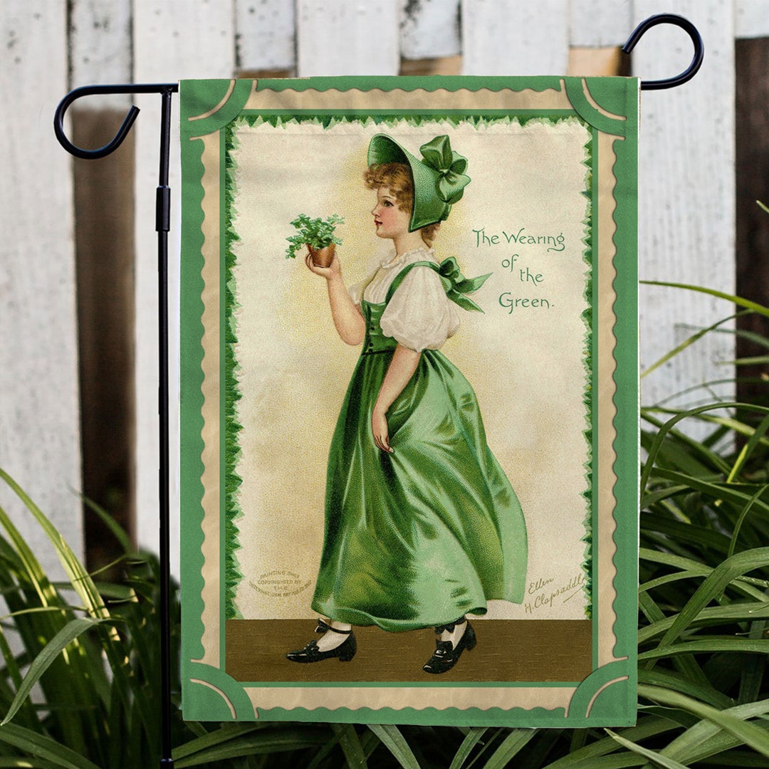 The Wearing of the Green Patrick Flag, Farmhouse Irish Day Flag ...