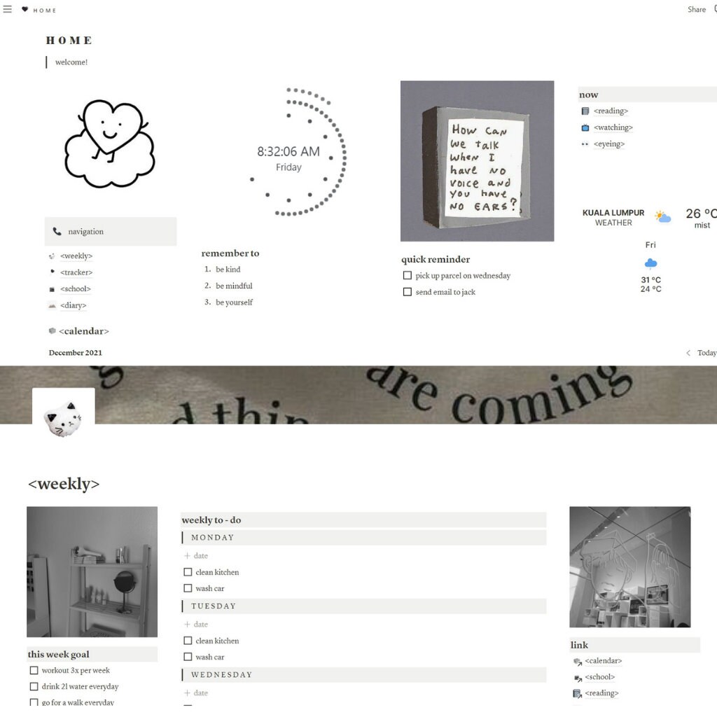 Black and White Minimalist Theme Simple and Easy Notion Template - Etsy