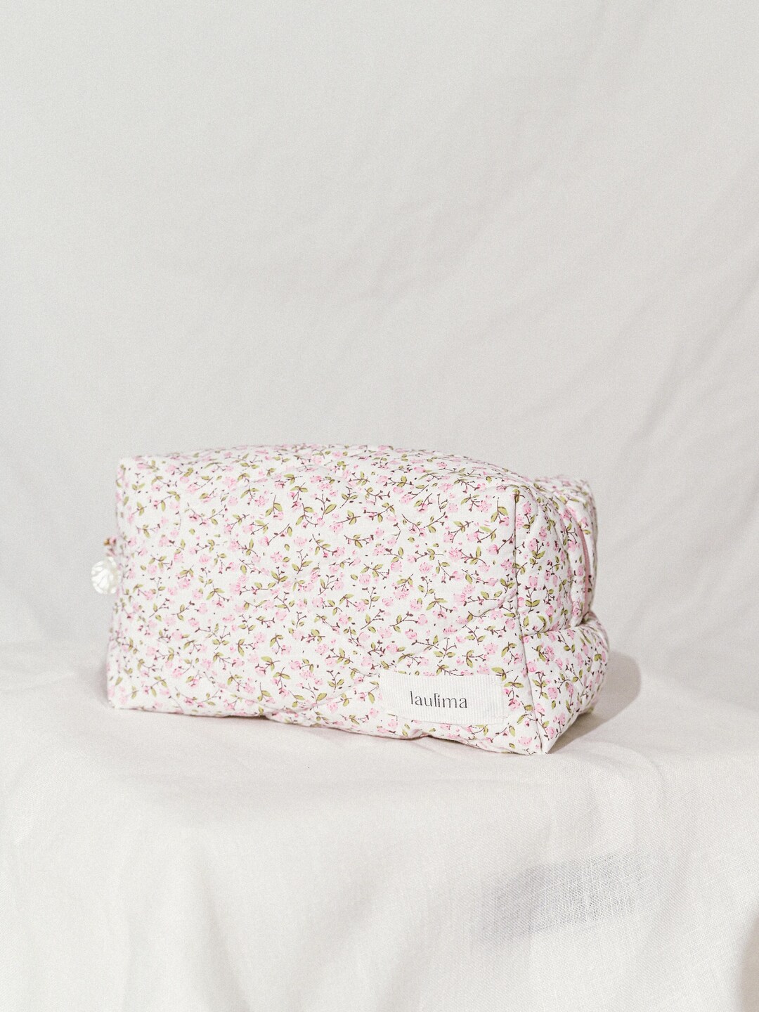 Light Pink Floral Quilted Pouch - Etsy