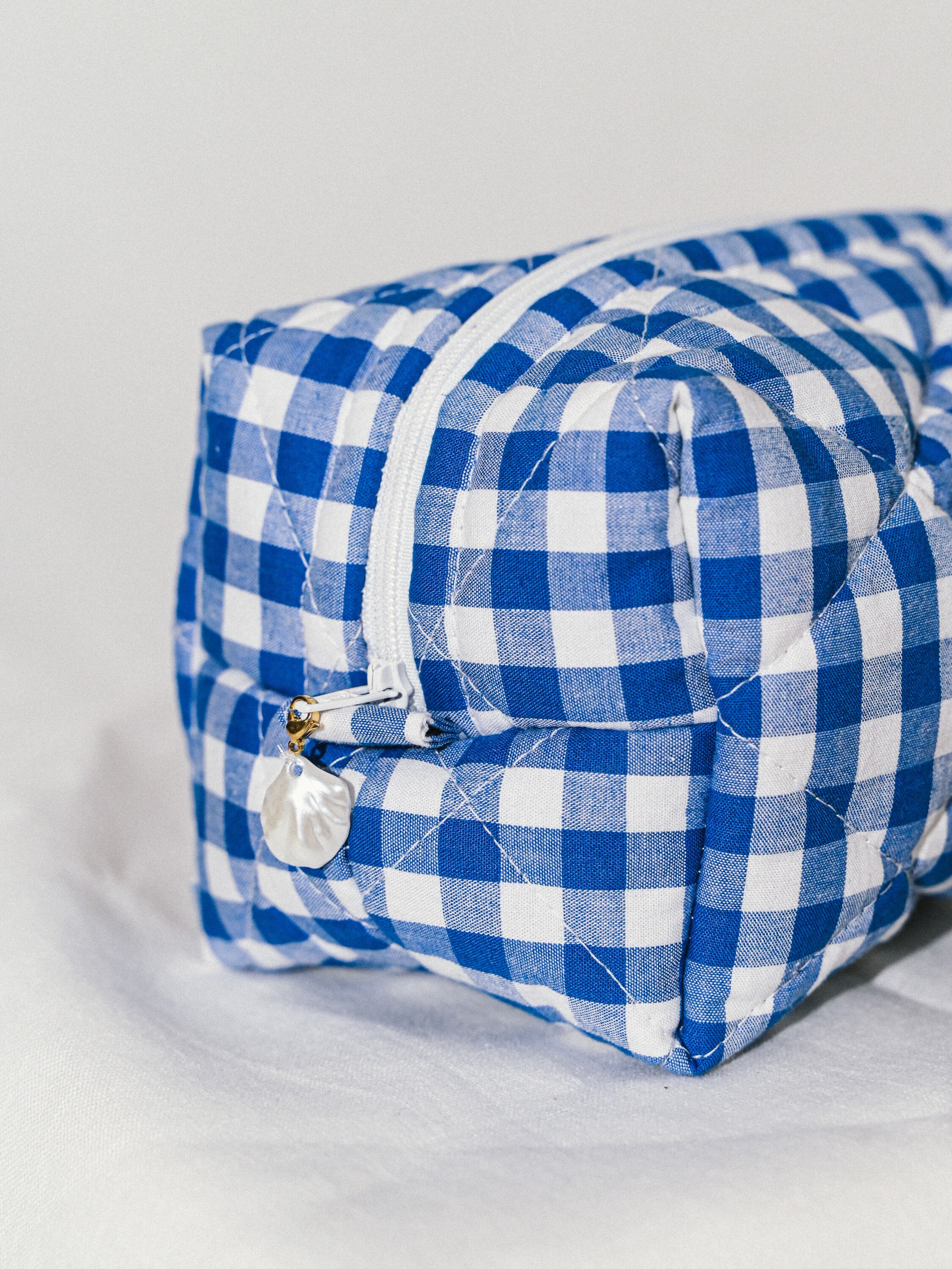 Blue Gingham Quilted Pouch - Etsy