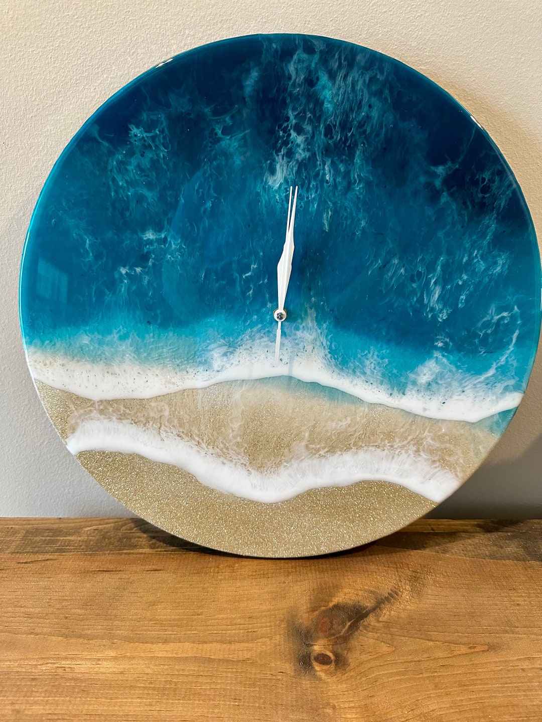 Resin Beach Clock 16 Inch Wall Art Wall Hanging Custom Made to Order ...