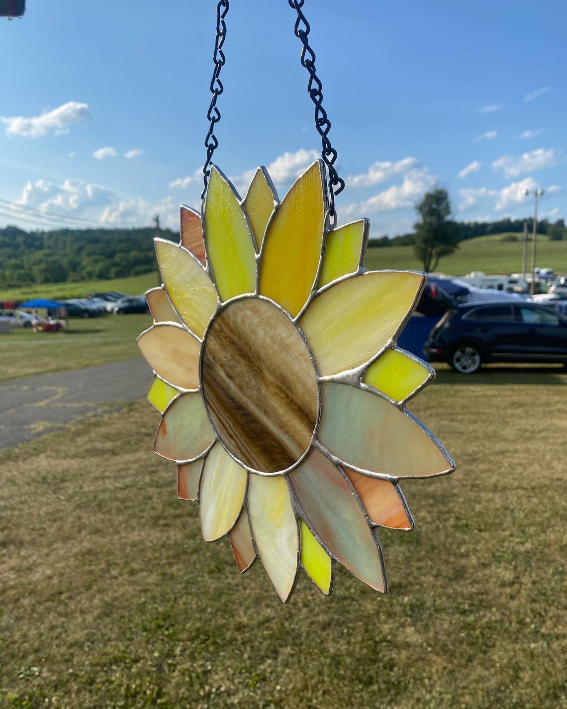 Stained Glass Sunflower Window Panel - Etsy