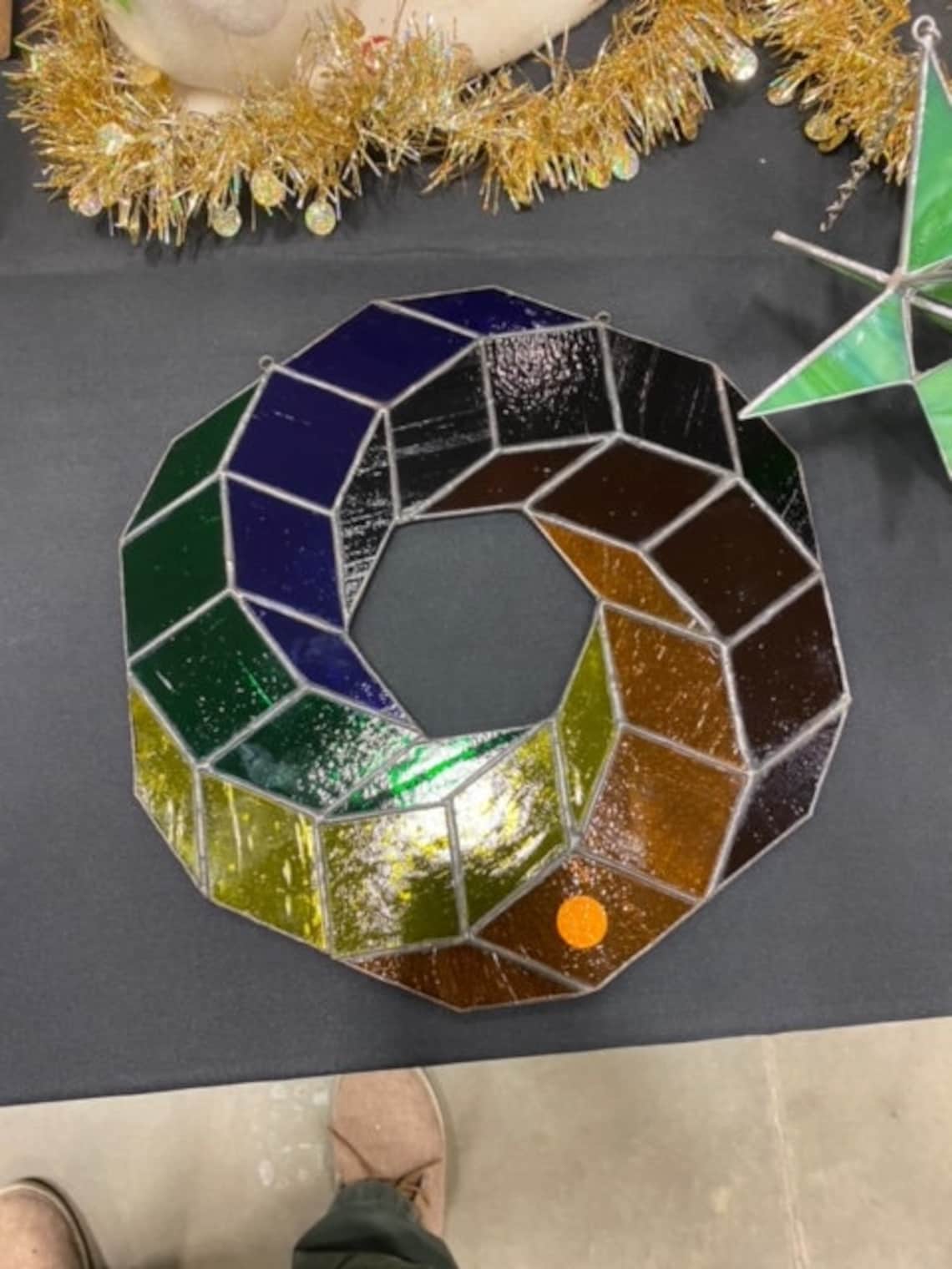 Large Stained Glass Color Wheel Window Panel Rainbow - Etsy