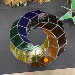 Large Stained Glass Color Wheel Window Panel, Rainbow Suncather - Etsy