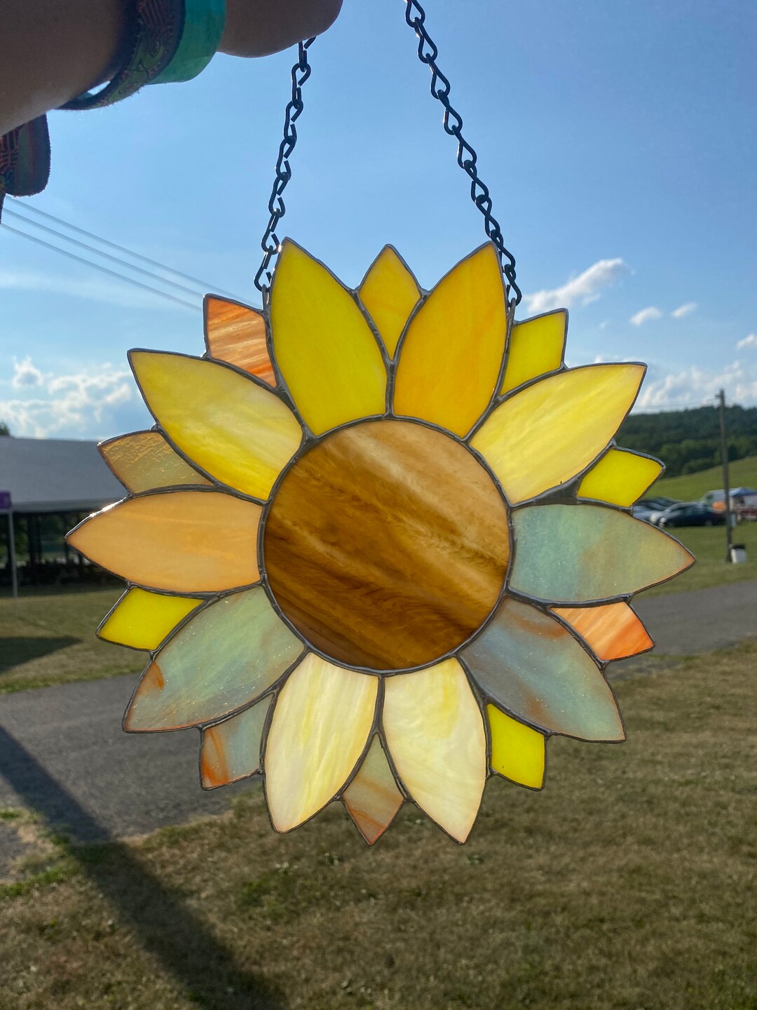 Stained Glass Sunflower Window Panel - Etsy