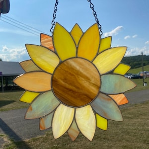 Stained Glass Sunflower Window Panel - Etsy