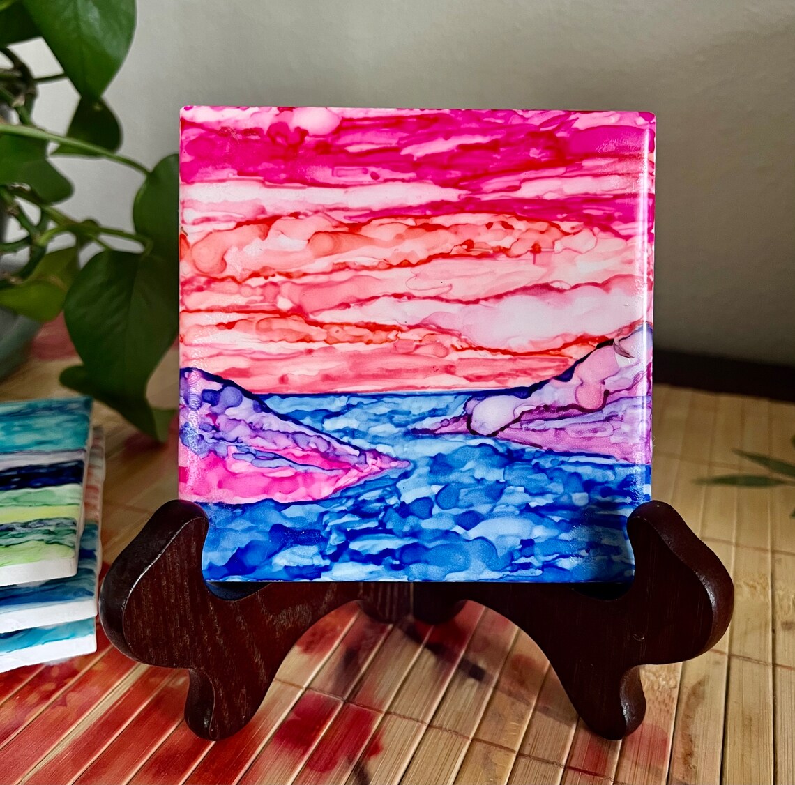 Ceramic Tile Trivet and Coaster Set, Landscape - Etsy