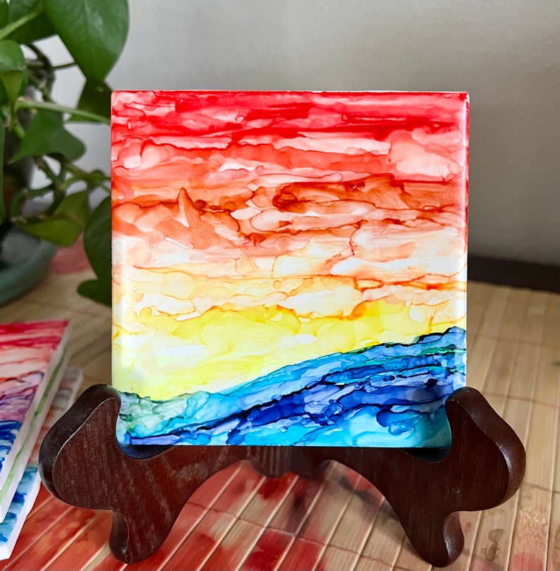 Ceramic Tile Trivet and Coaster Set, Landscape - Etsy
