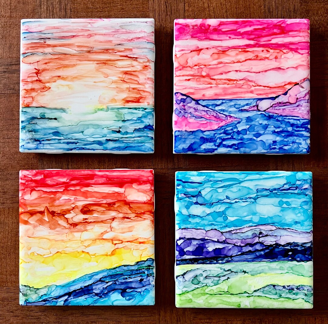 Ceramic Tile Trivet and Coaster Set, Landscape - Etsy