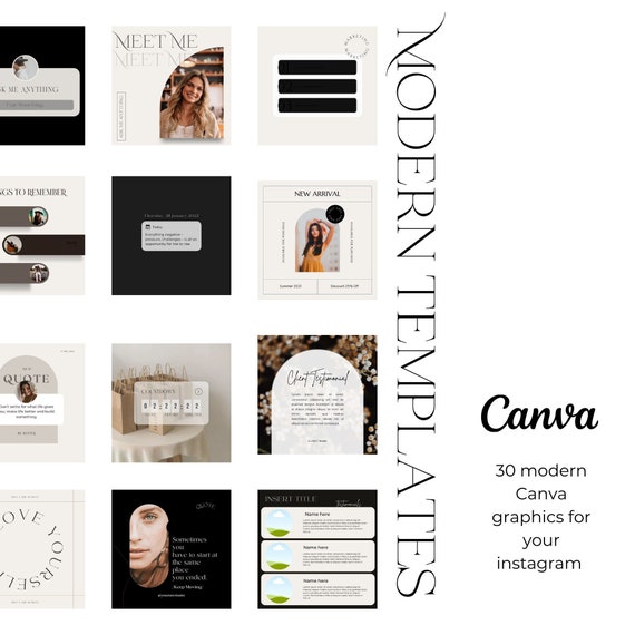 MODERN Instagram Graphic Templates for Canvas Modern Branding - Etsy