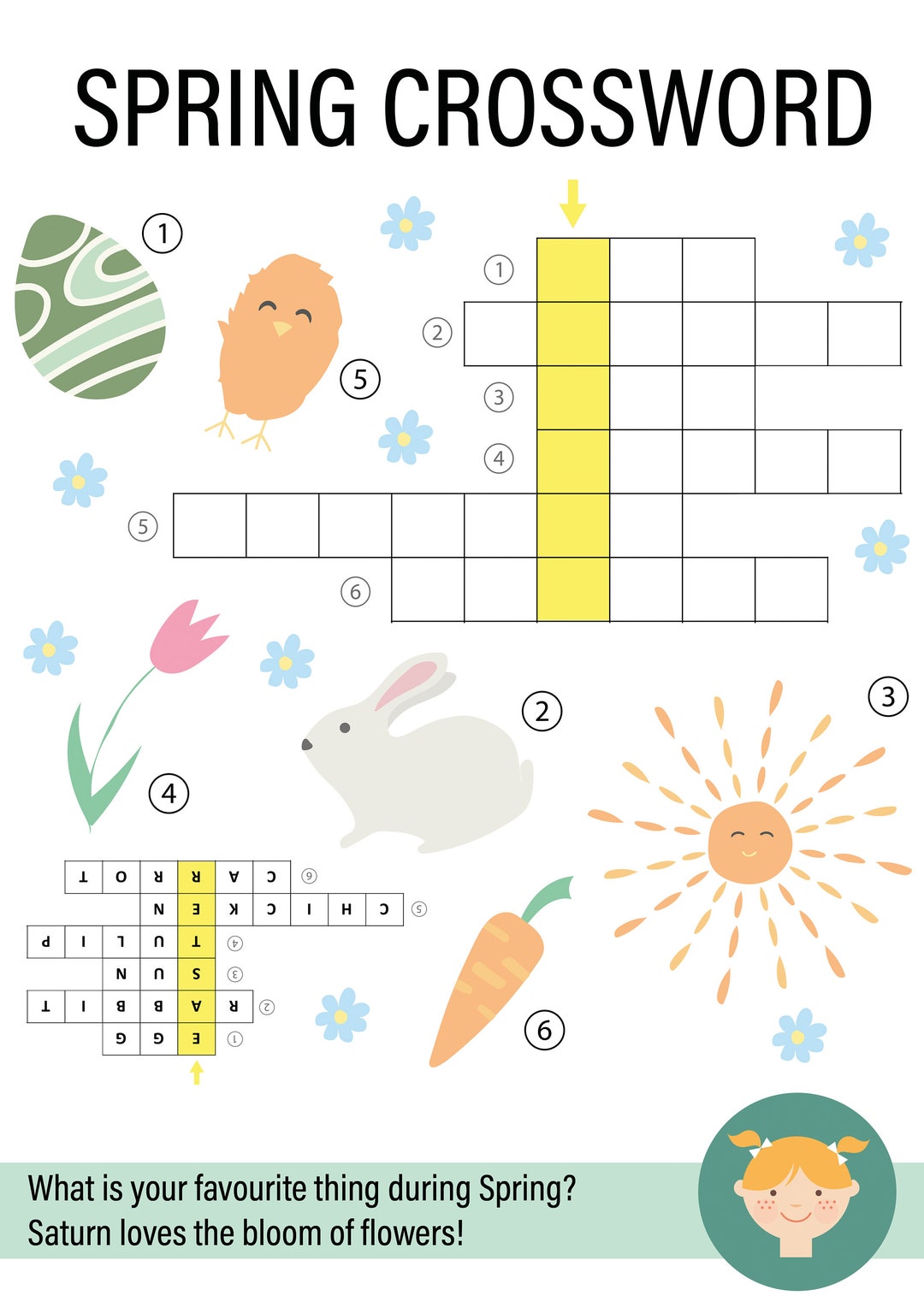 Spring Crossword Easter Crossword Kids Activities - Etsy