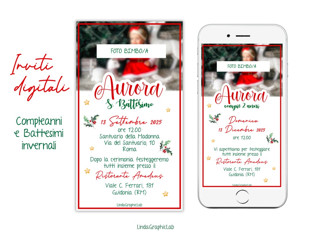 Digital Invitation CHRISTMAS Baptism Christmas Winter Birthday ...