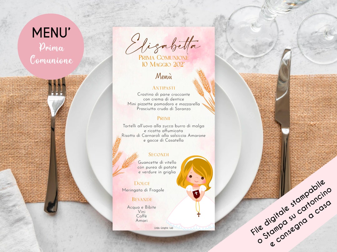 First Communion Menu, Communion Menu for Girls, First Communion for ...