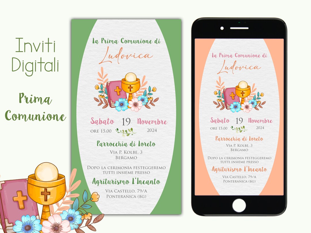 Digital Invitations First Communion Communion Announcement Communion ...