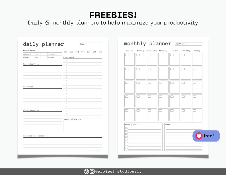 Simple Pomodoro Tracker Academic Printable PDF Minimalist - Etsy