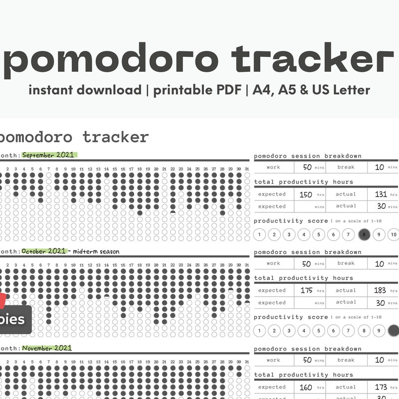 Pomodoro Digital Tracker - Etsy