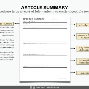 Article Summary | Summary Tool | Printable PDF | Minimalist Digital ...