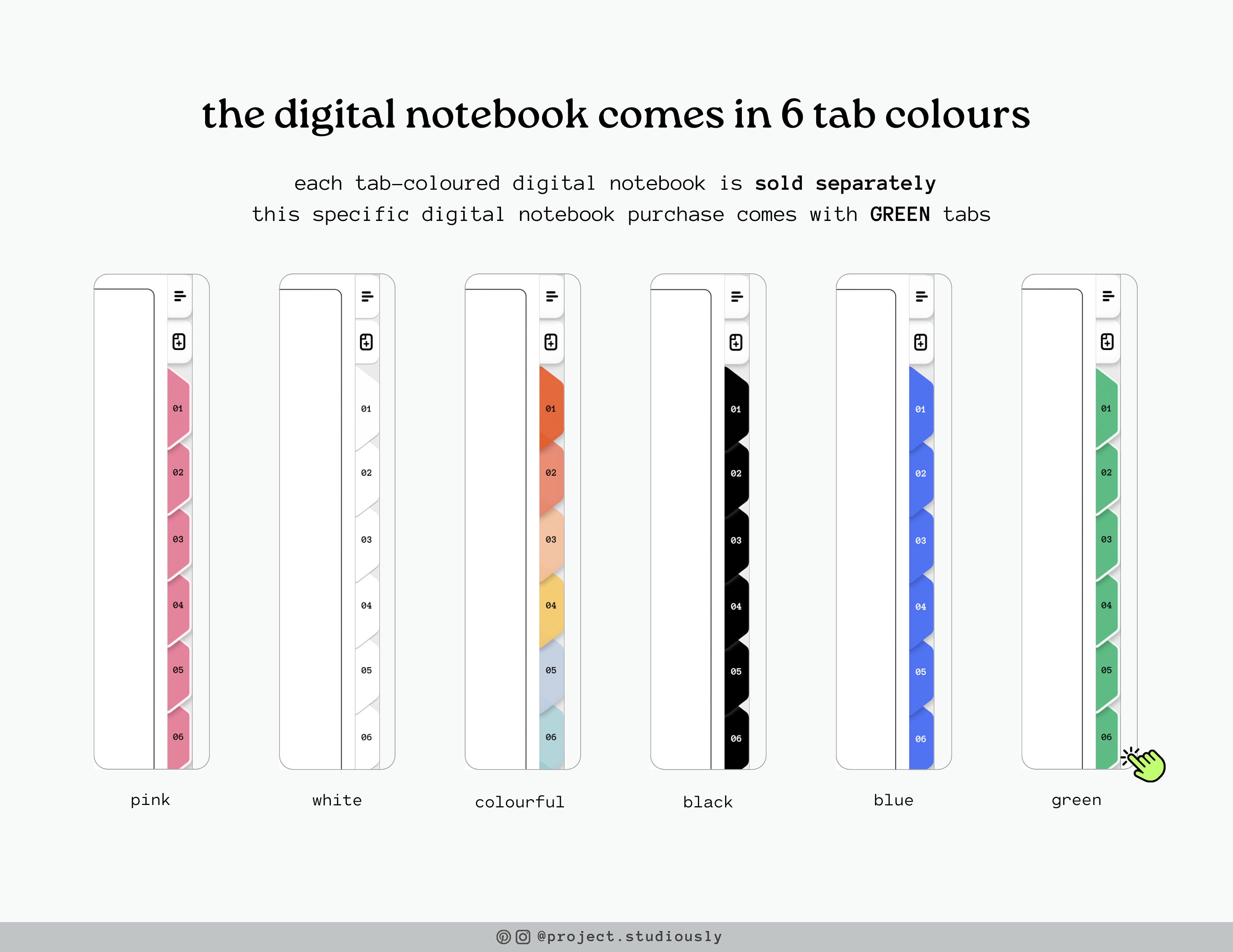 Hyperlinked Student Digital Notebook GREEN Tabs College Notetaking ...