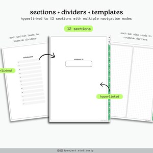 Hyperlinked Student Digital Notebook GREEN Tabs College Notetaking ...