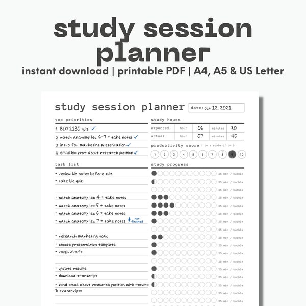 Study Planner - Etsy