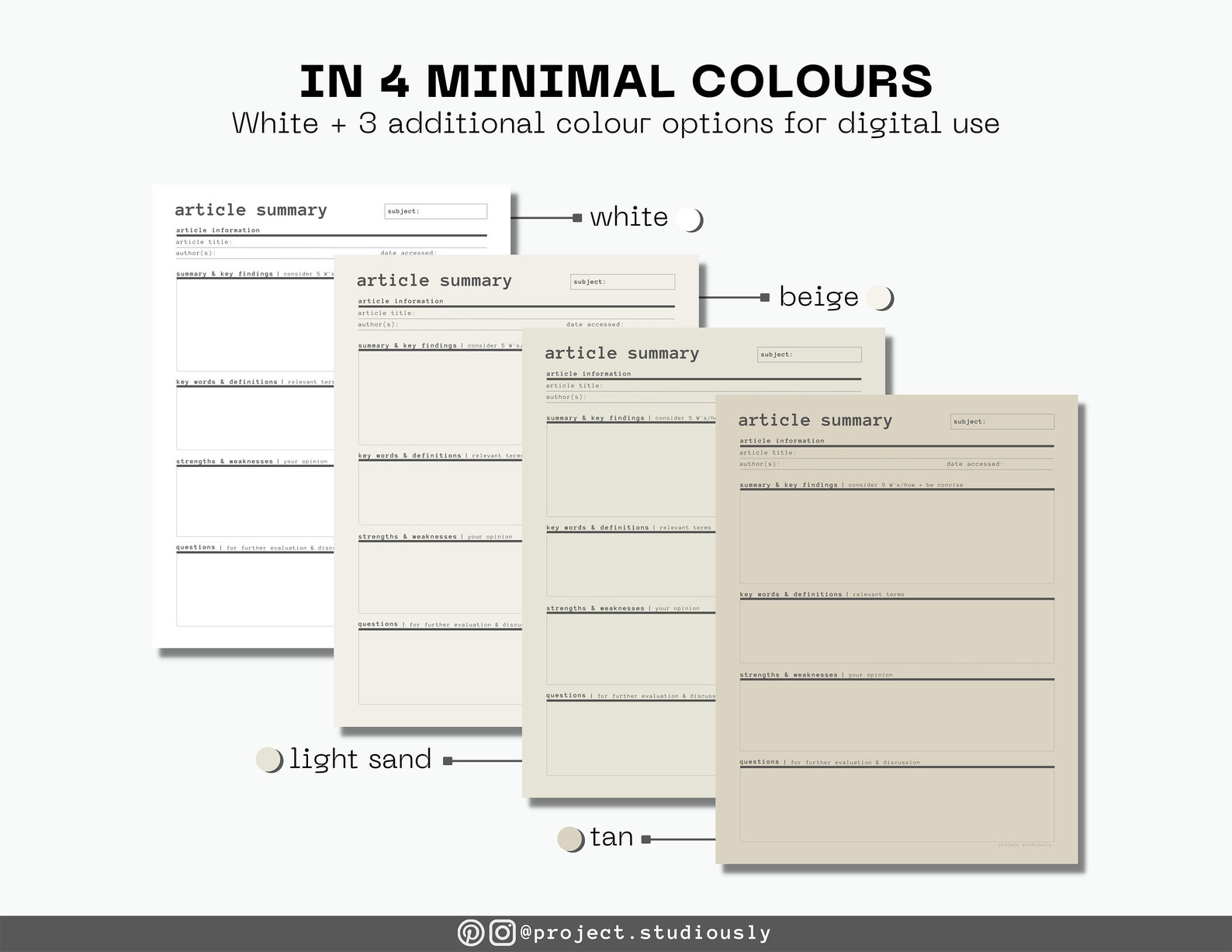Article Summary | Summary Tool | Printable PDF | Minimalist Digital ...