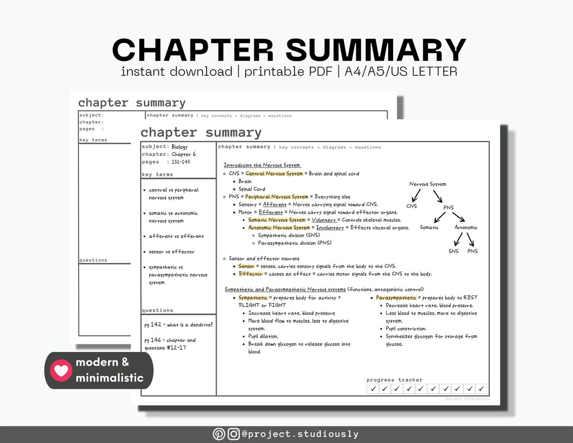 Chapter Summary | Big Picture Tool | Printable PDF | Minimalist Digital ...