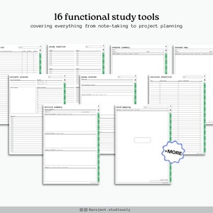 Hyperlinked Student Digital Notebook GREEN Tabs College Notetaking ...