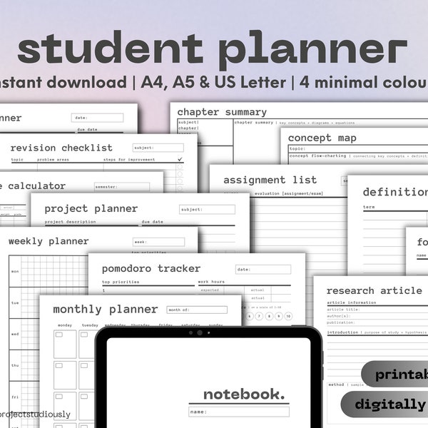 Student Planner - Etsy