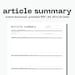 Article Summary | Summary Tool | Printable PDF | Minimalist Digital ...