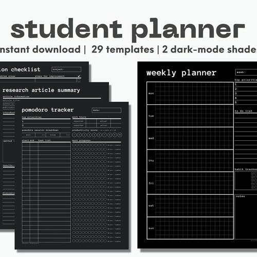 Student Planner Pack Academic Printable Pdfs Minimalist - Etsy