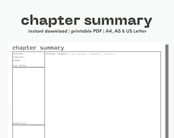 Article Summary Summary Tool Printable PDF Minimalist Digital Planner ...