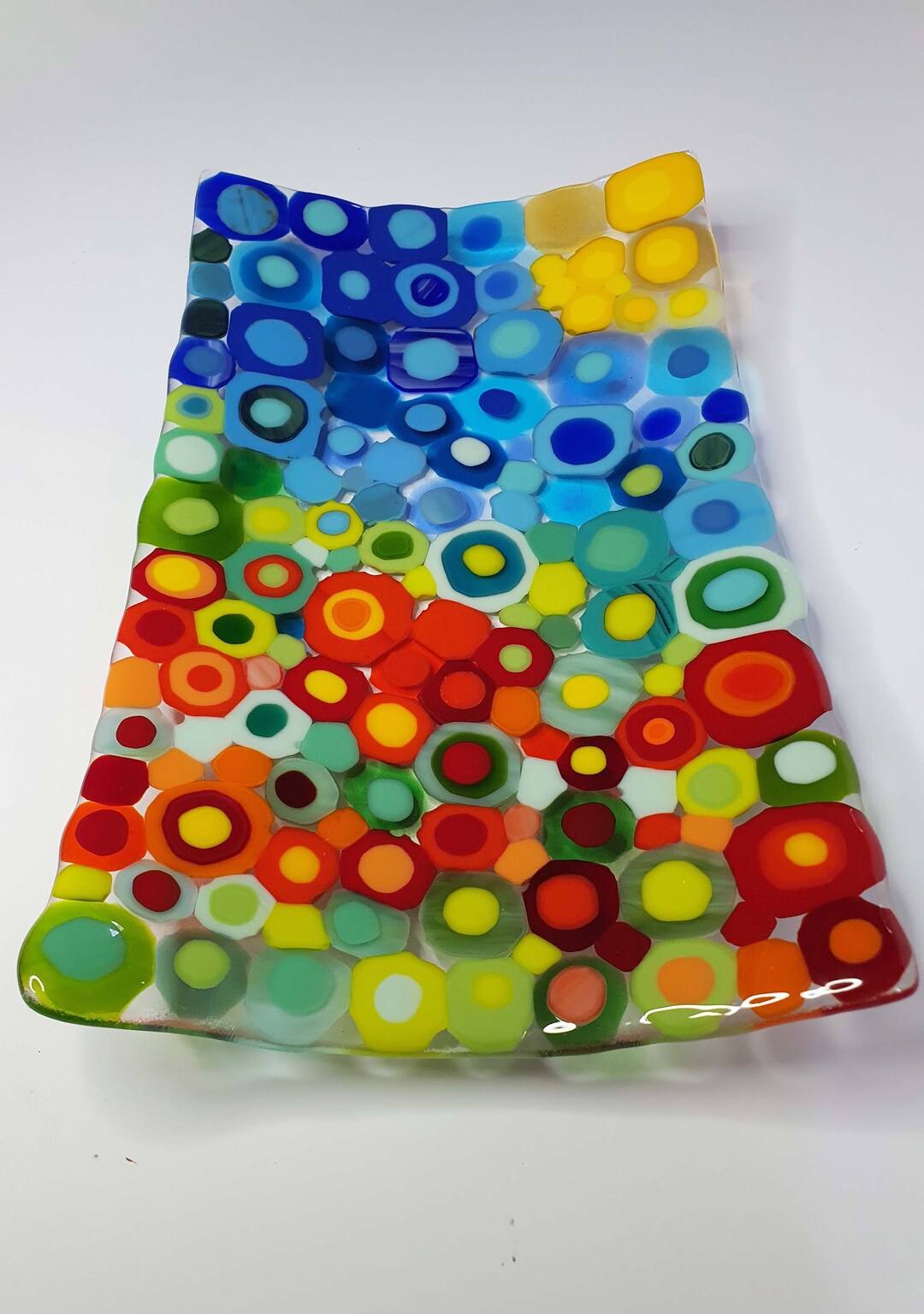 Color Burst Fused Glass Plate – Handmade Millefiori Like-inspired Art ...