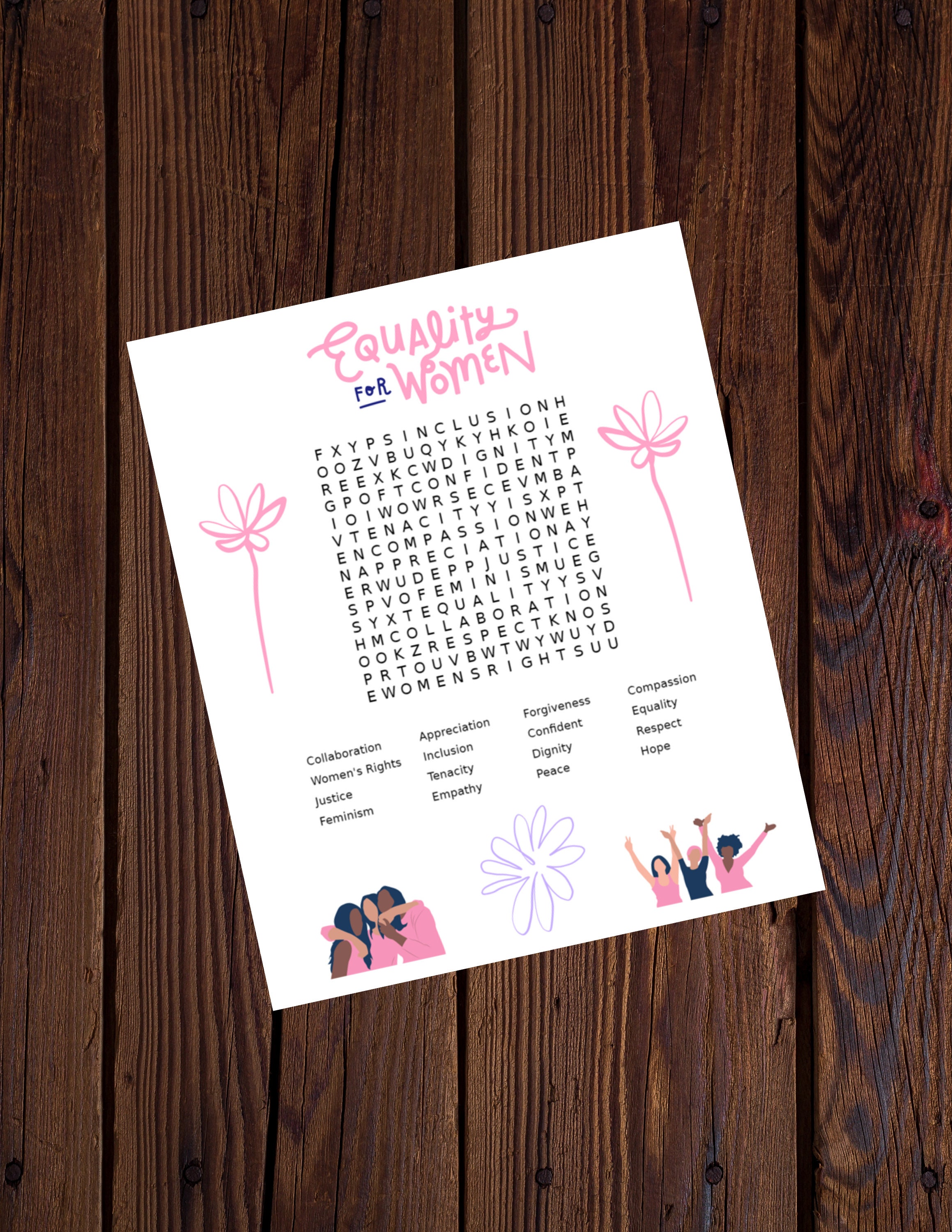 Women's Day Word Search Digital Download - Etsy