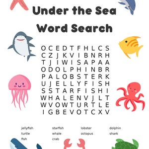 Under the Sea Word Search Worksheet Digital Download - Etsy Canada