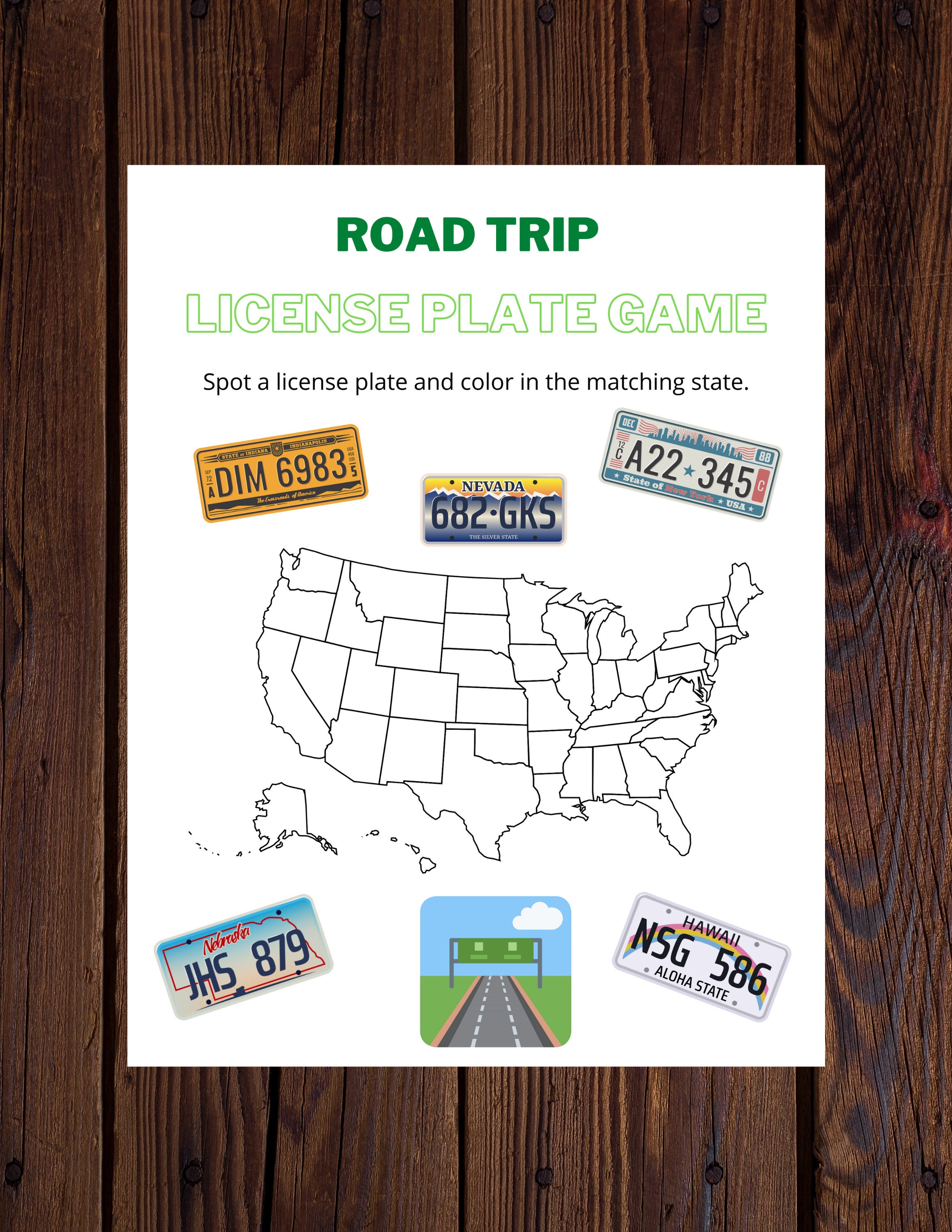Kid's Road Trip License Plate Game Digital Download - Etsy