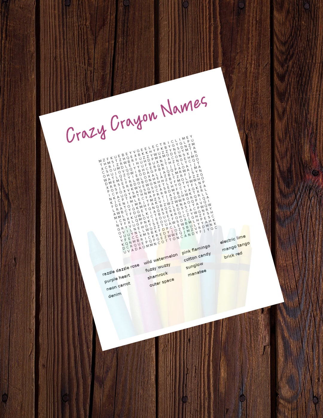 Crazy Crayons Word Search Digital Download - Etsy