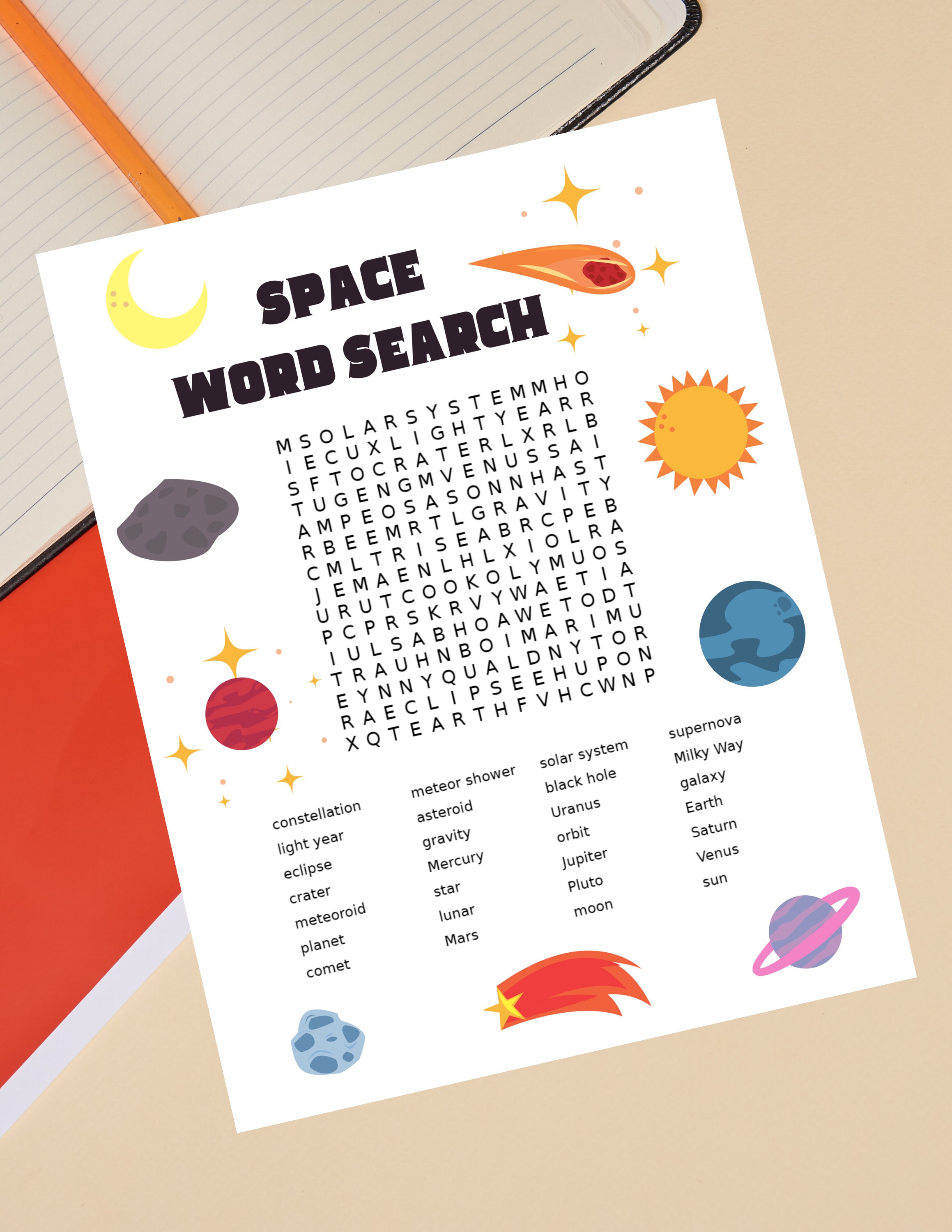 Space Science Word Search Printable